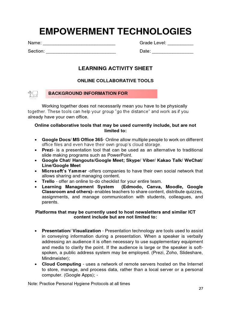 Empowerment Technologies: Learning Activity Sheet | Download Free PDF ...