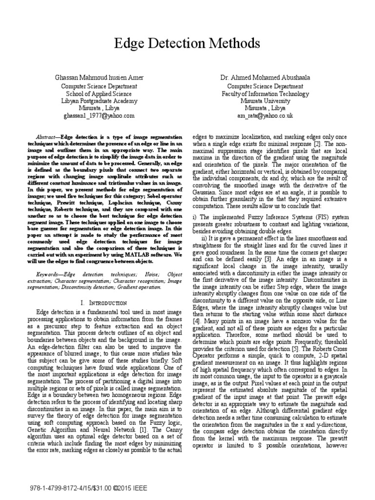 Edge Detection Methods Pdf Image Segmentation Computer Science