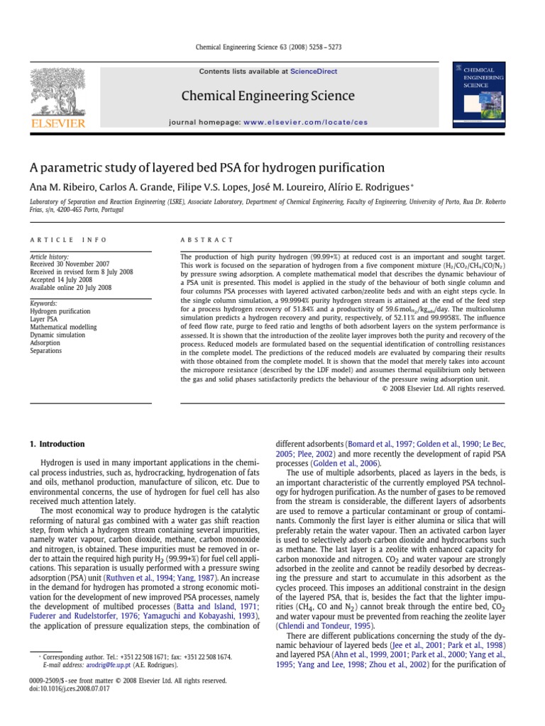 A Parametric Study of Layered Bed PSA For Hydrogen Purification | PDF ...