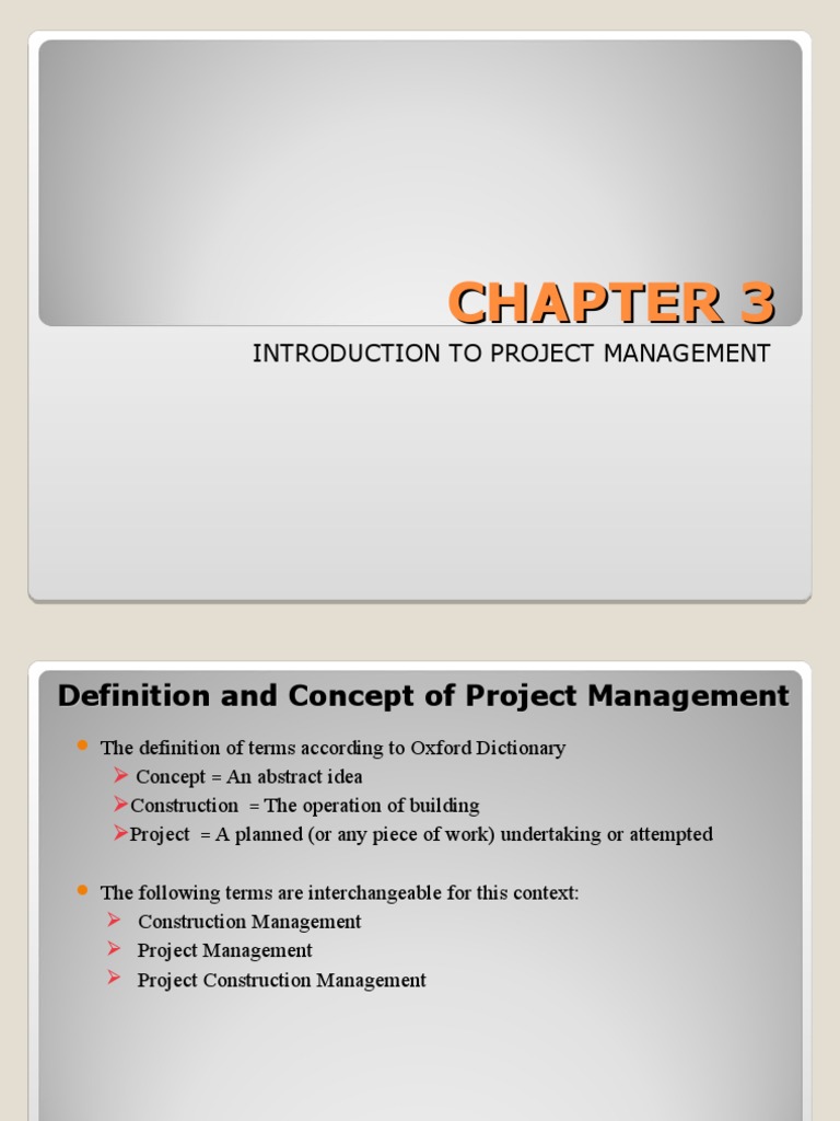 CHAPTER 3 (Introduction To The Project Management) | PDF