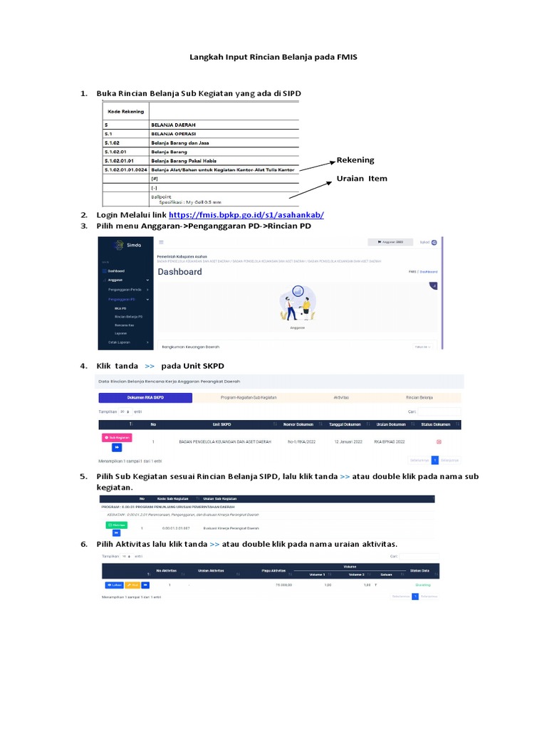 Langkah Input Rincian Belanja Pada FMIS | PDF
