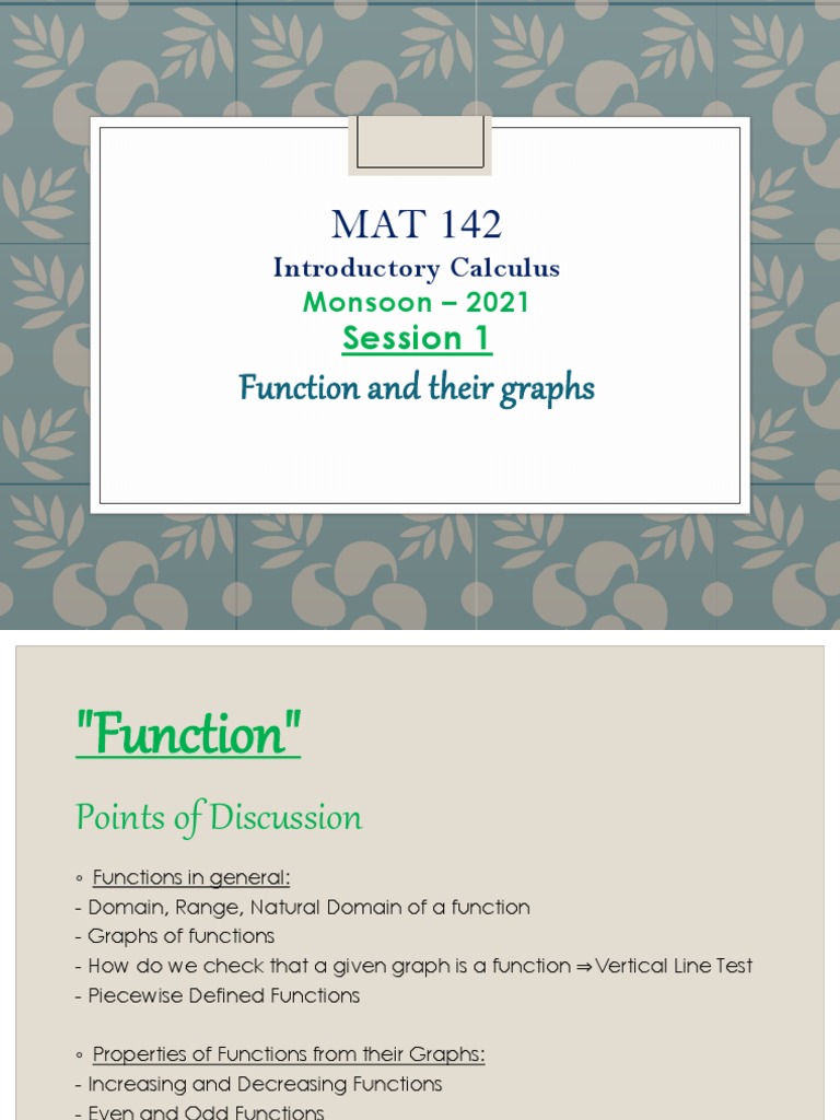 MAT-142 - PPT - Function-Monsoon 2021 - Student | PDF | Function ...