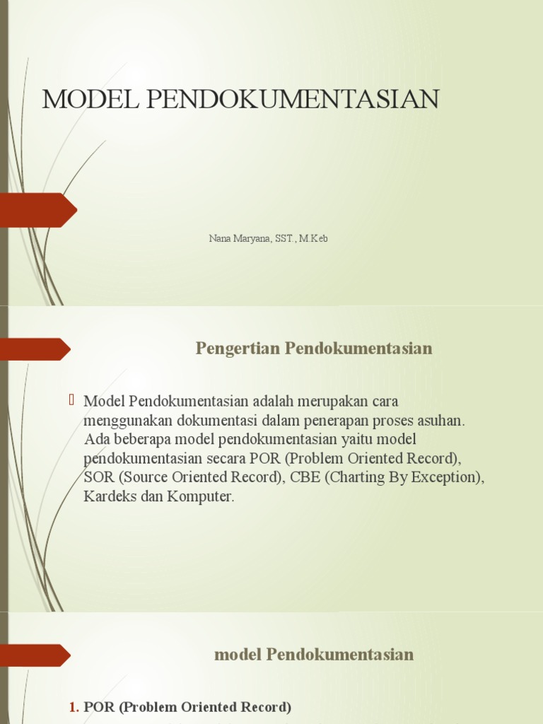 Metode Pendokumentasian POR SOR CBE Kardeks Dan Komputer | PDF