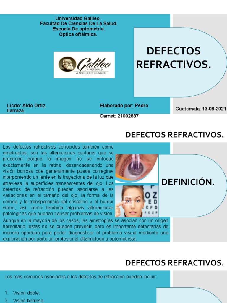 Defectos Refractivos. | PDF | Ojo humano | Miopía