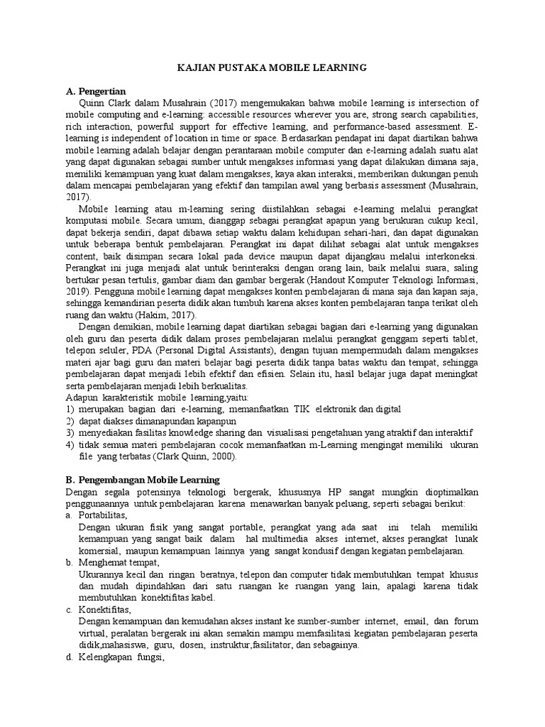 Kajian Pustaka Mobile Learning | PDF
