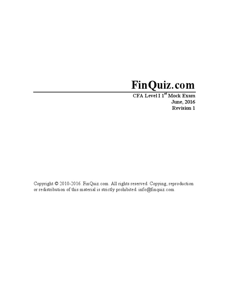 Level1 - CFA - Mock 2016 - Version1 - JunePM - Questions | PDF | P ...
