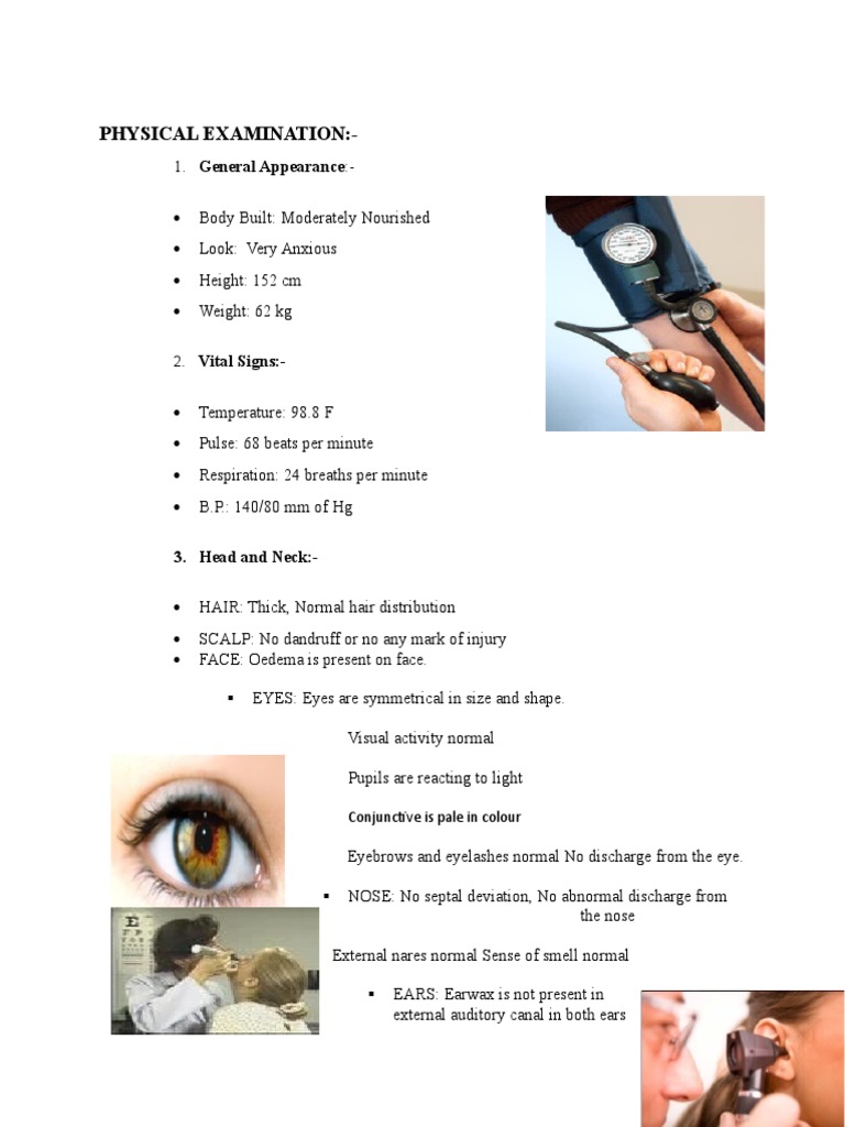 Physical Examination:-: Vital Signs | PDF | Breathing | Abdomen