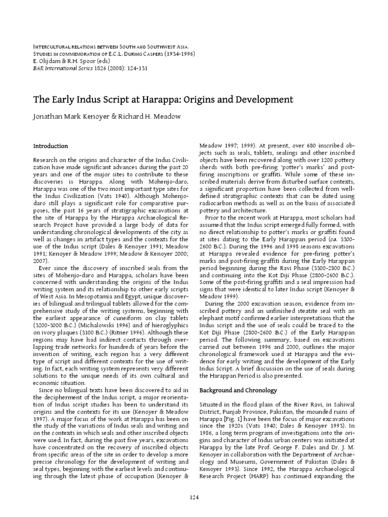 Early Indus Script Development at Harappa | PDF | Pottery | Archaeology