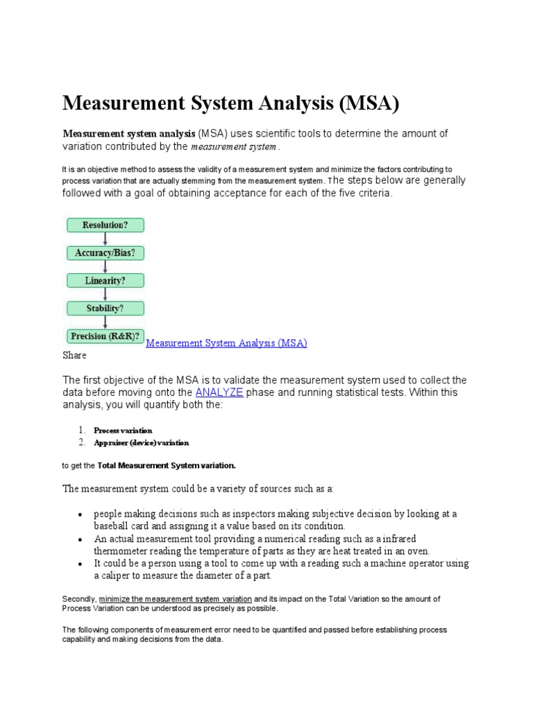 Measurement System Analysis | PDF | Standard Deviation | Accuracy And ...