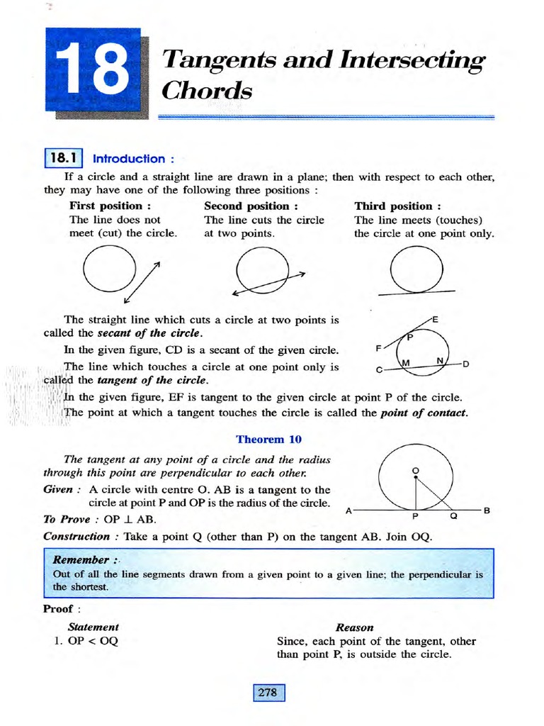 Chapter-18 - Tangents and Intersecting Chords | PDF