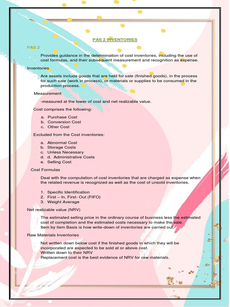 PAS 2 Inventories Cost Formulas Measurement | PDF
