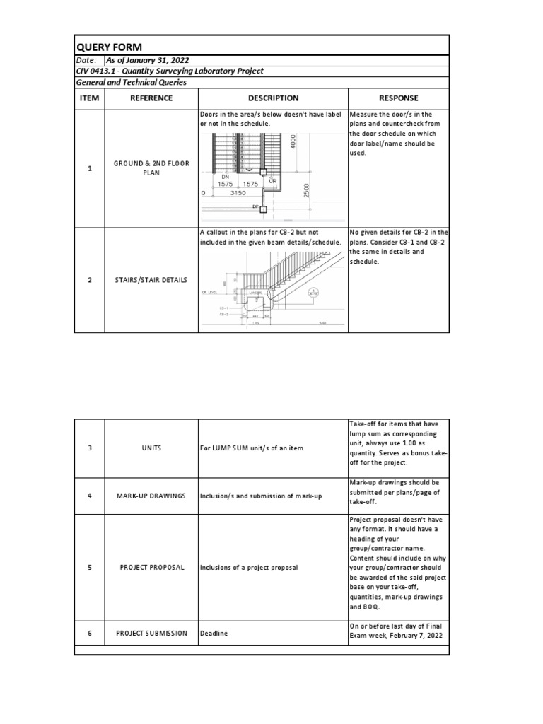 QS - Project Queries | PDF