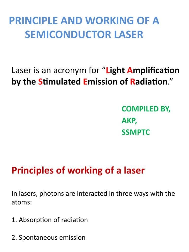 Principle and Working of A Semiconductor Laser | PDF | P–N Junction | Laser