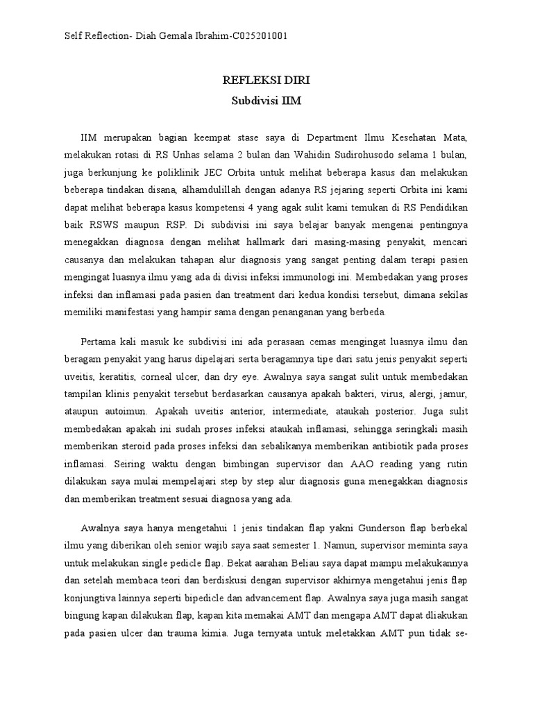Diah Gemala Ibrahim - Self Reflection | PDF