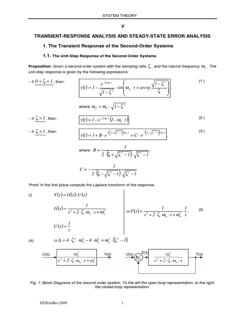 Transient-Response Analysis and Steady-State Error Analysis 1. The Transient Response of The ...