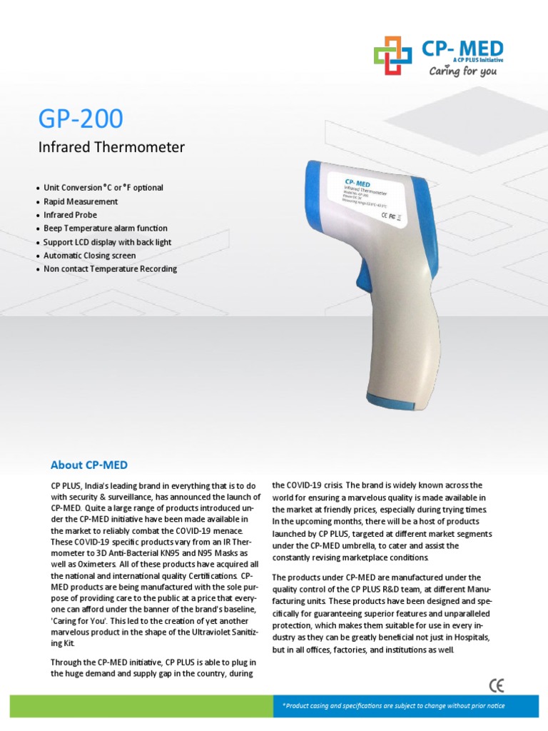 Infrared Thermometer: About CP-MED | PDF | Equipment
