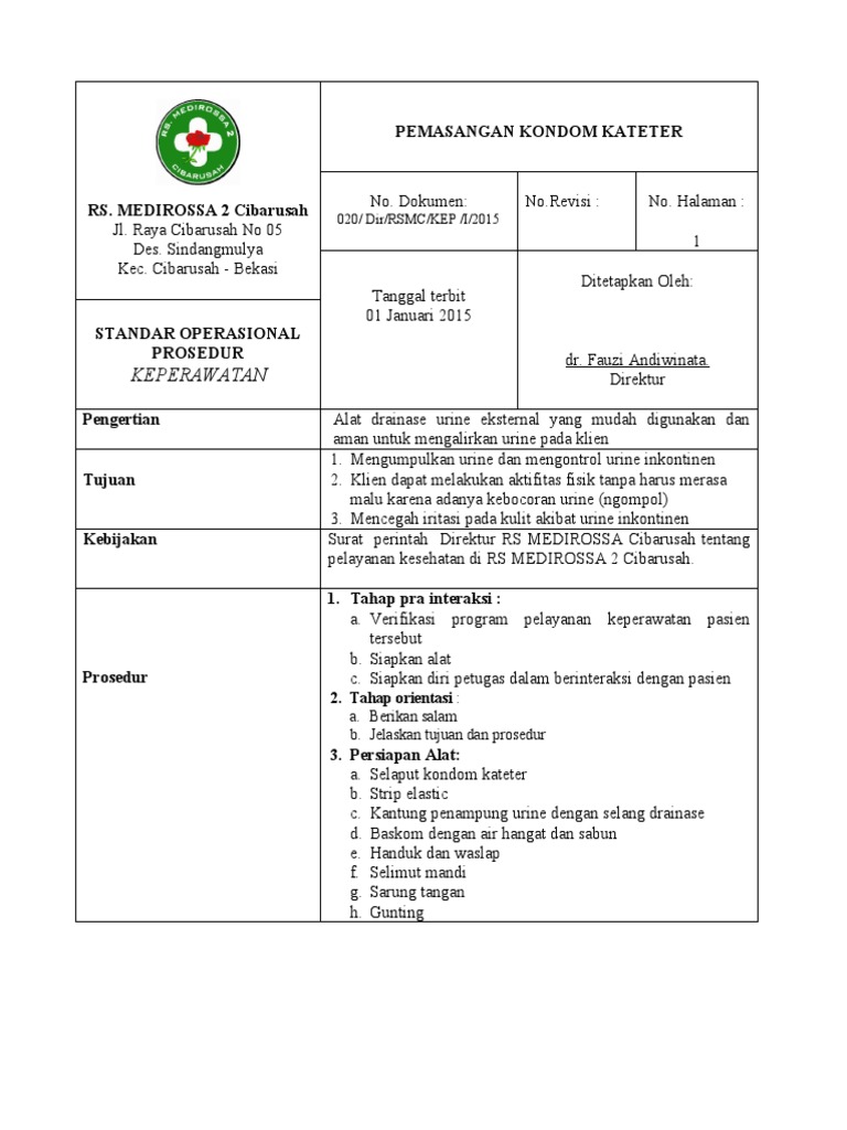 020 SOP Pasang Kondom Kateter | PDF