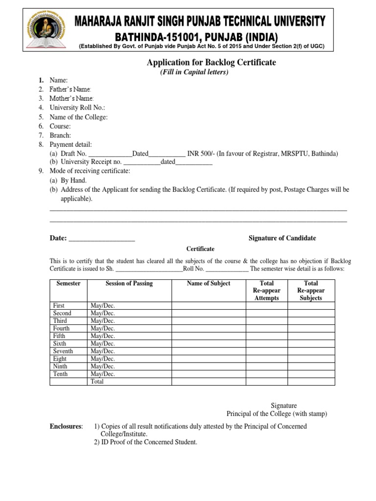 Backlog Certificate Proforma | PDF | Government