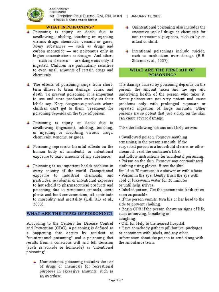 Understanding Poisoning: Types & First Aid | PDF | Poison | Drugs