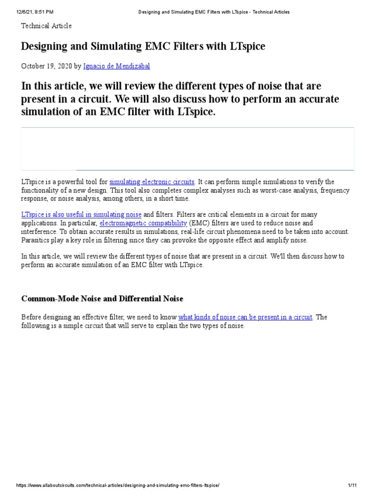 Designing and Simulating EMC Filters With LTspice - Technical Articles | PDF | Electronic Filter ...