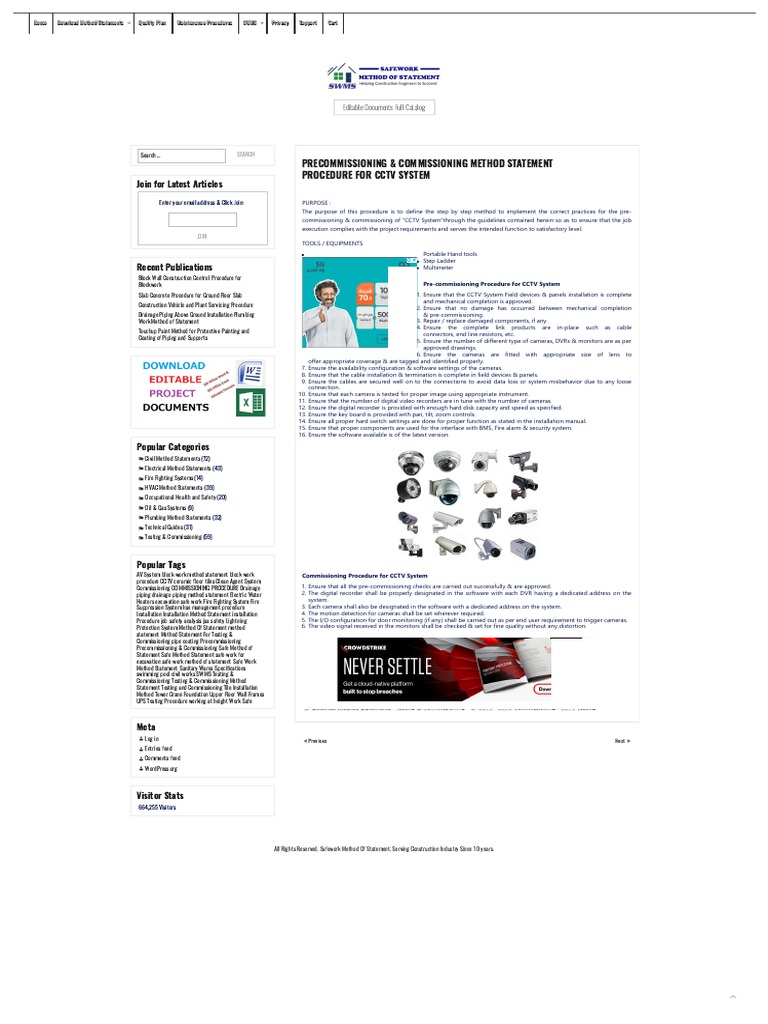 Precommissioning And Commissioning Method Statement Procedure For Cctv
