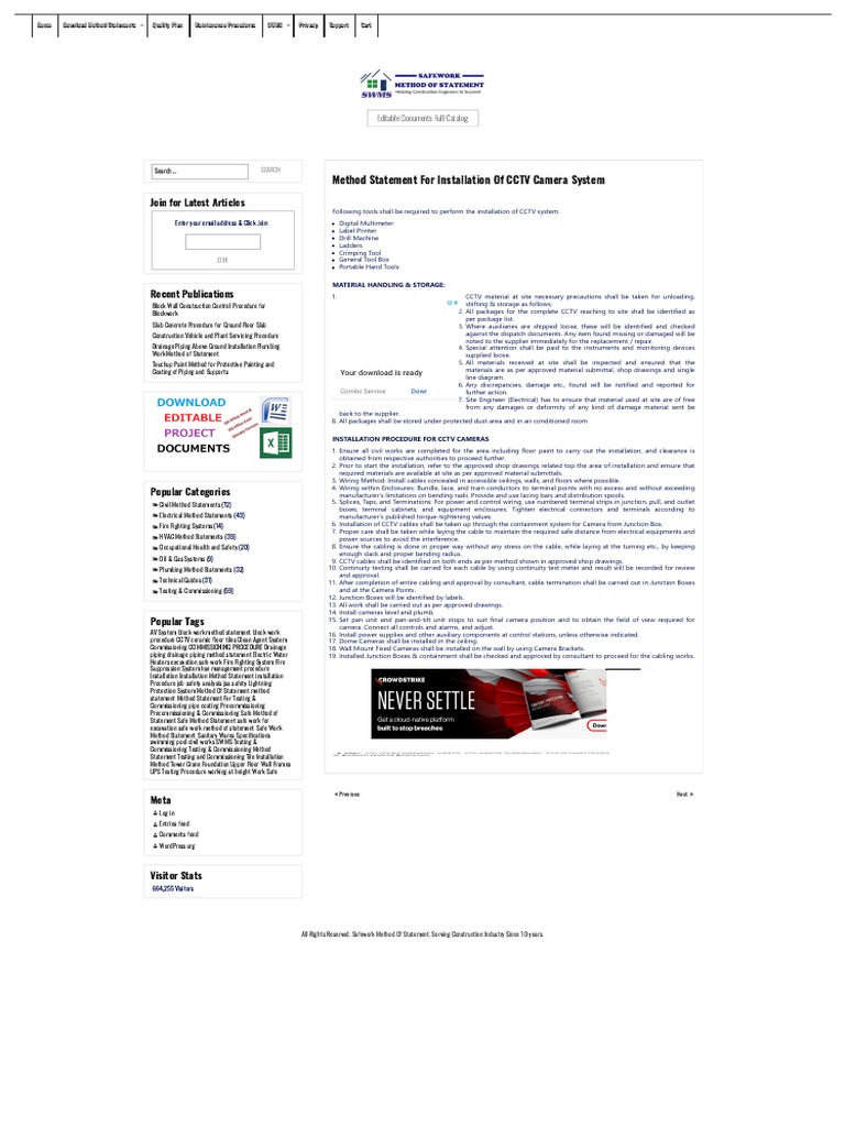 Method Statement For Installation of CCTV Camera System: Join For ...