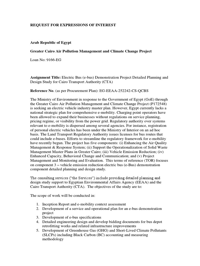 EoI - Electric Bus Demonstration Project Detailed Planning and Design ...
