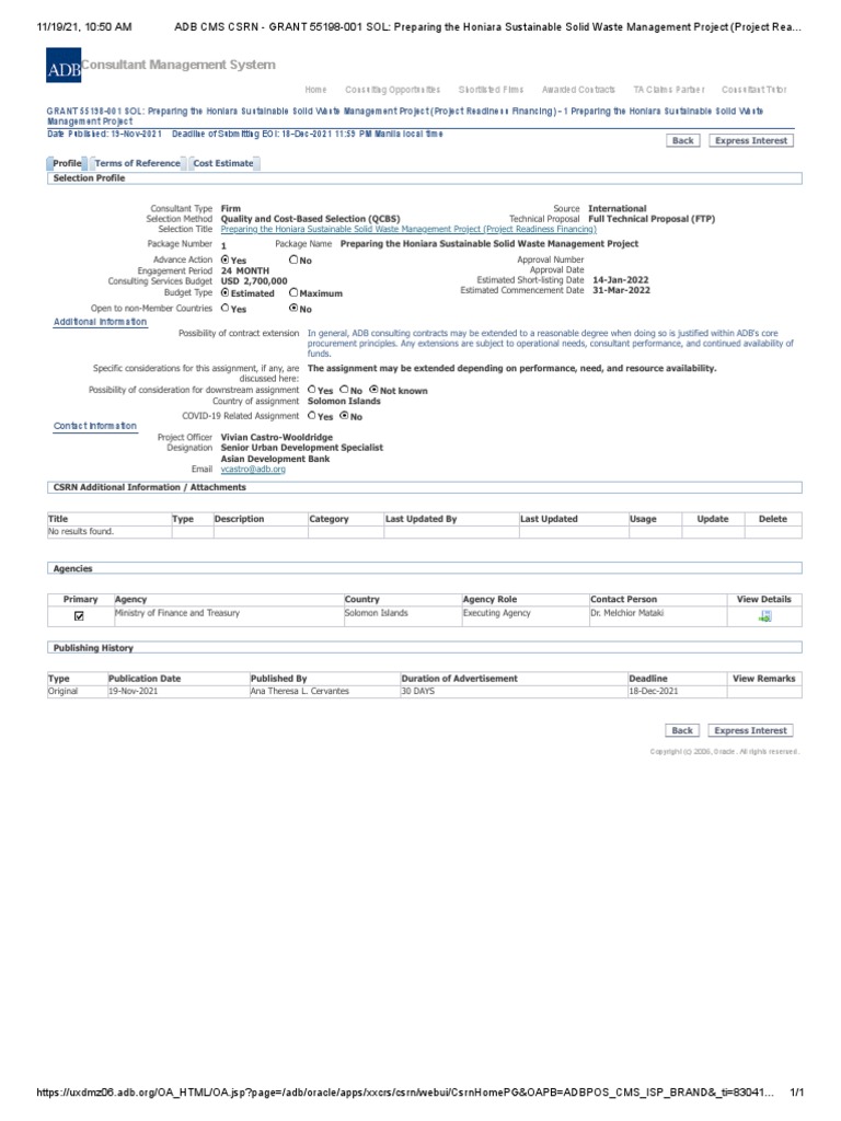 Consultant Management System: Terms of Reference Cost Estimate | PDF ...