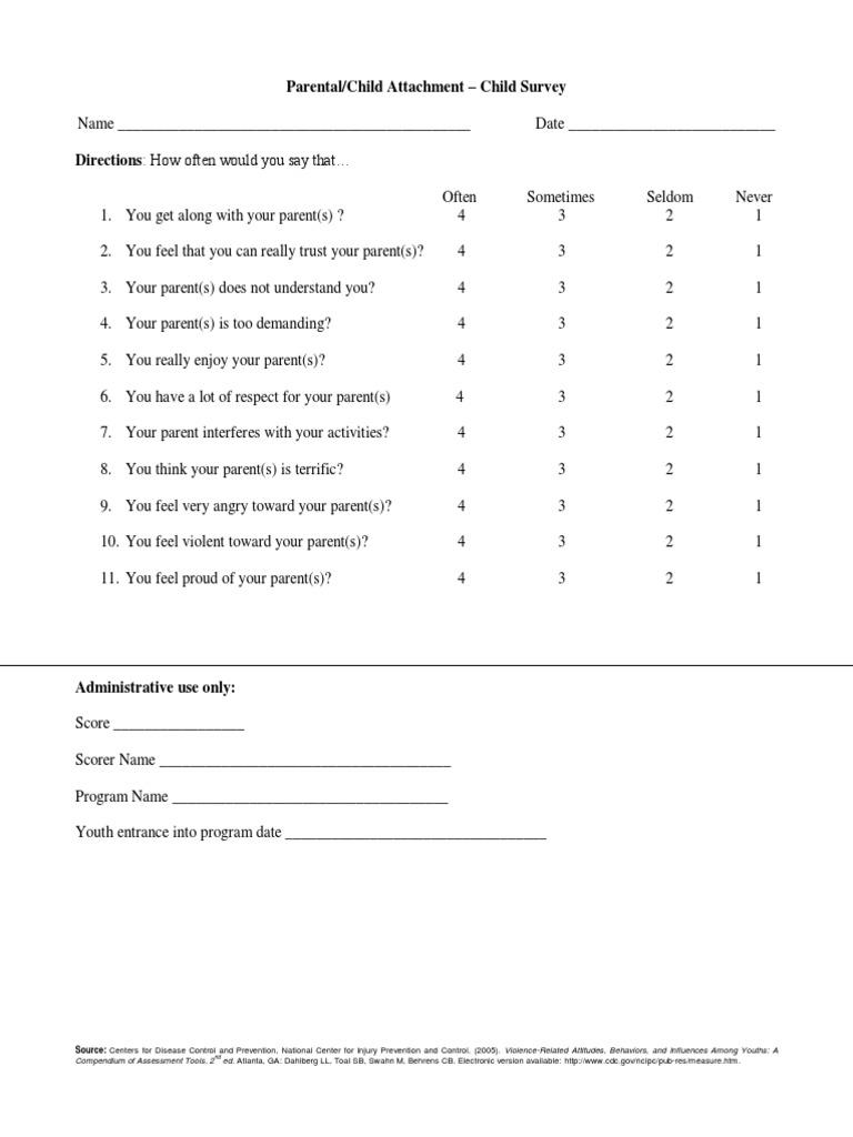 Youth-Parent Attachment Survey | PDF | Social Psychology | Human ...