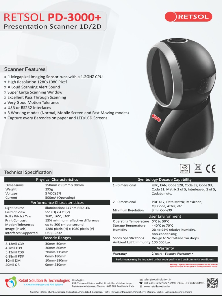 RETSOL PD-3000+ Presentation Scanner | PDF