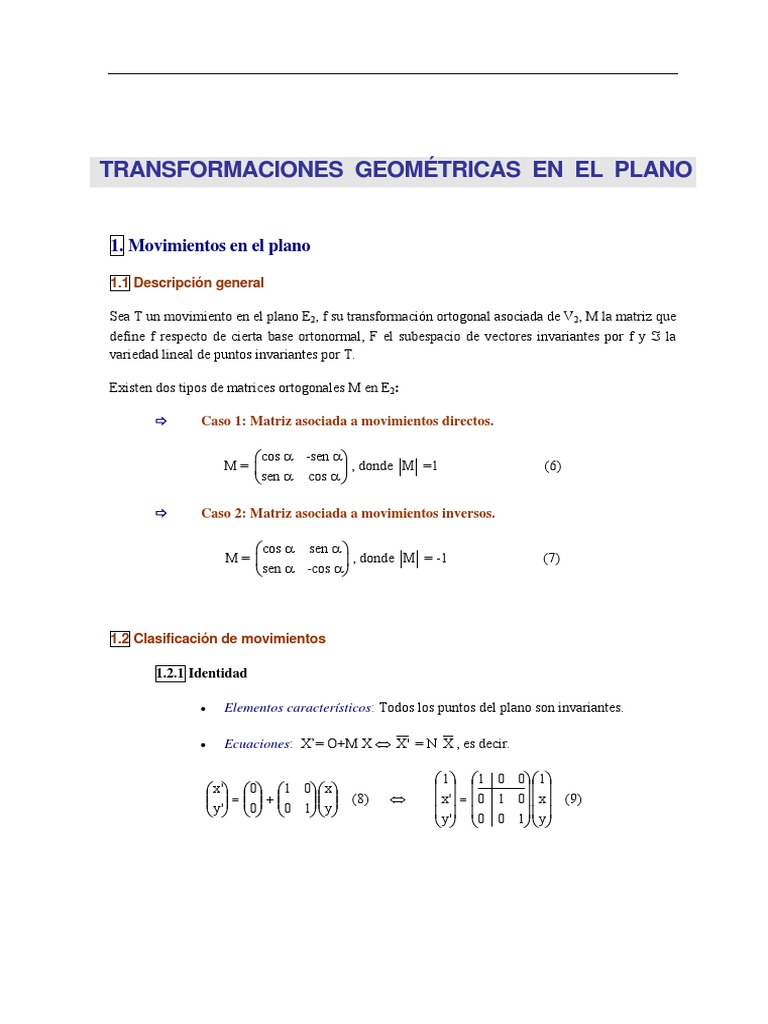 Simetría Deslizante en el Plano | PDF | Rotación | Matriz (Matemáticas)