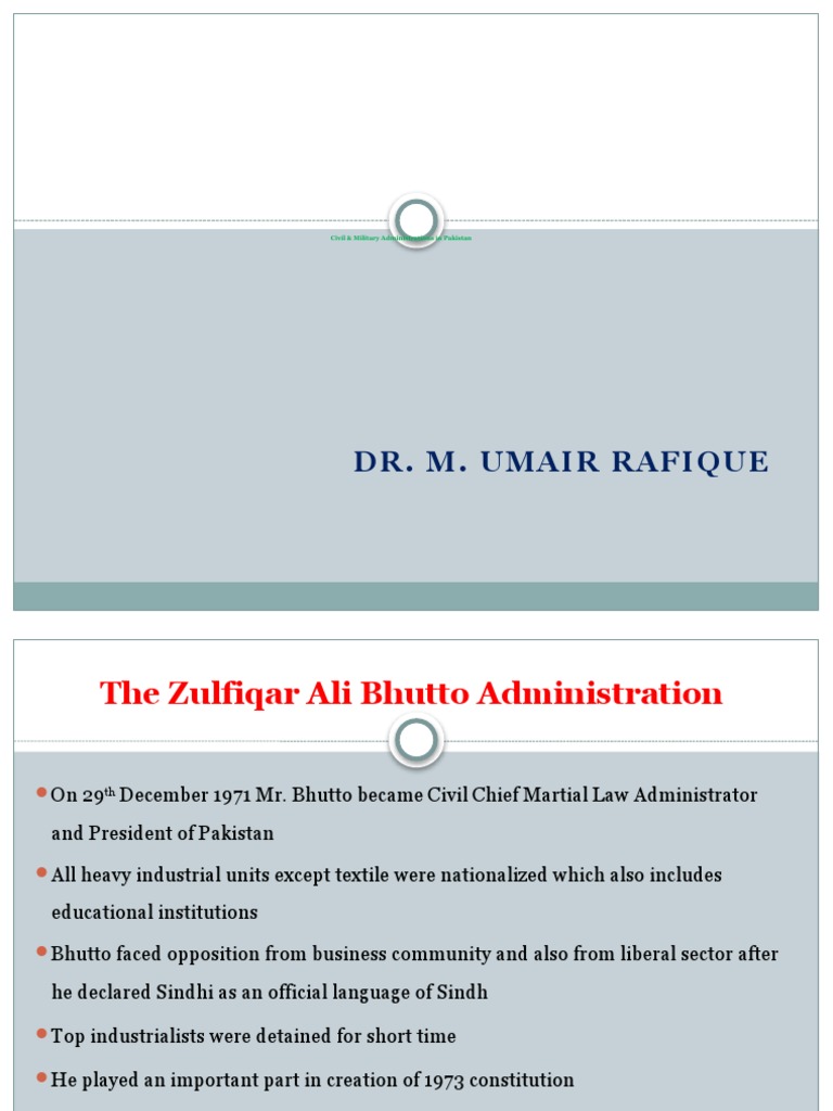 Dr. M. Umair Rafique: Civil & Military Administrations in Pakistan | PDF | Muhammad Zia Ul Haq ...