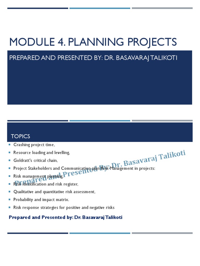 Module 4. Planning Projects - PM | PDF | Risk | Risk Management