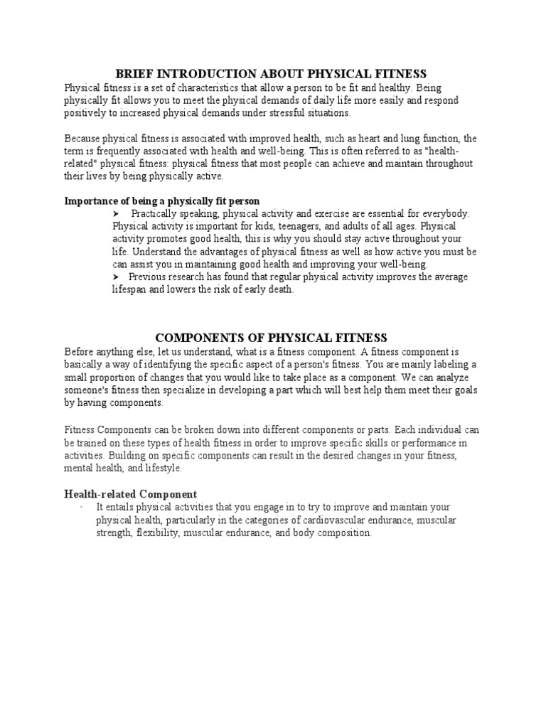 Brief Introduction About Physical Fitness | PDF | Physical Fitness ...