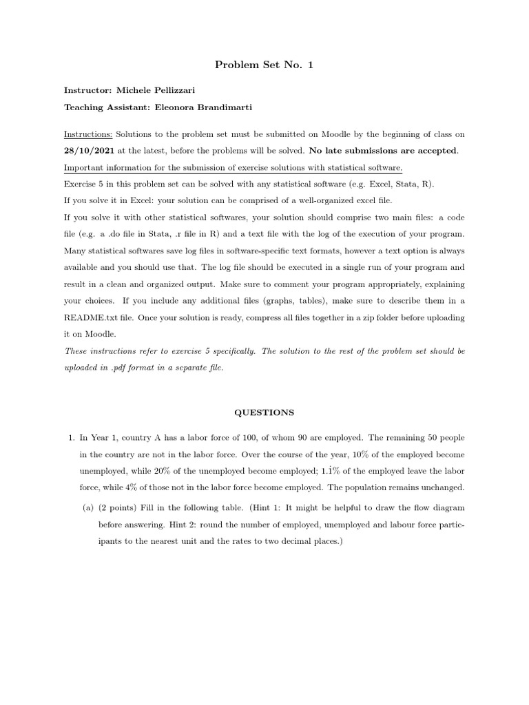 Problem Set No. 1 | PDF | Labour Economics | Unemployment