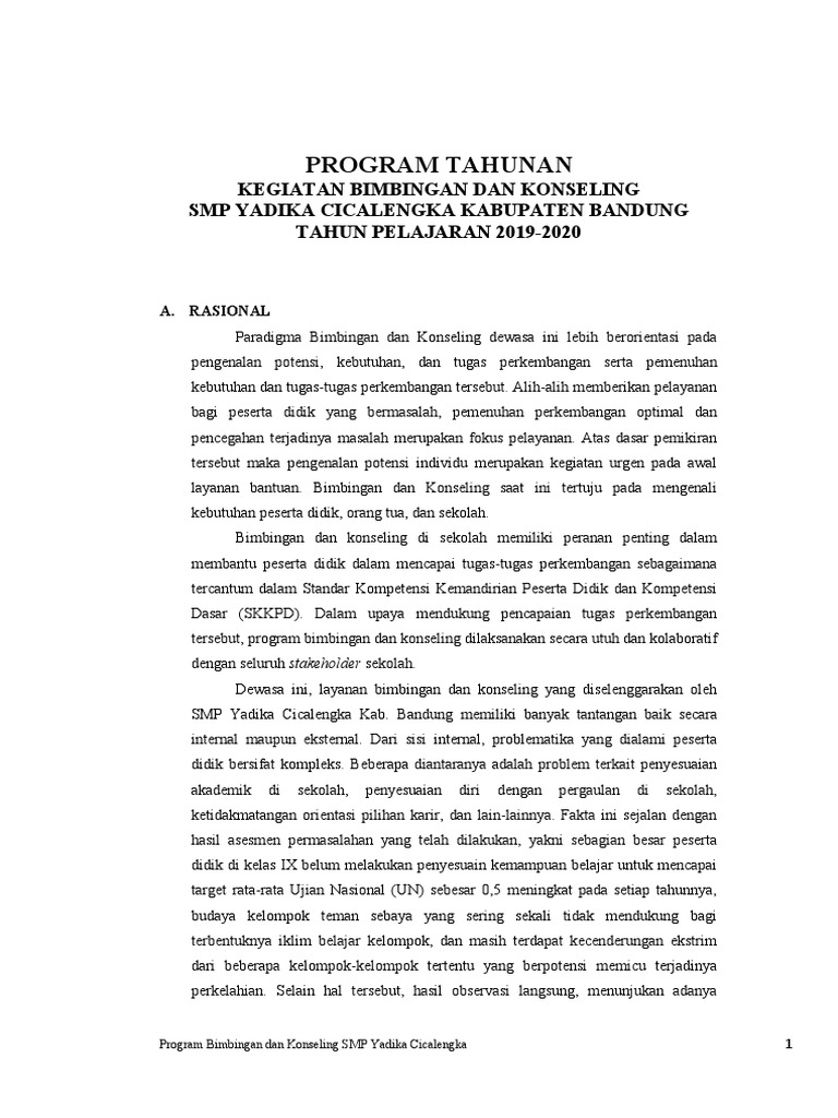 PROGRAM TAHUNAN BK Kab. Bandung | PDF