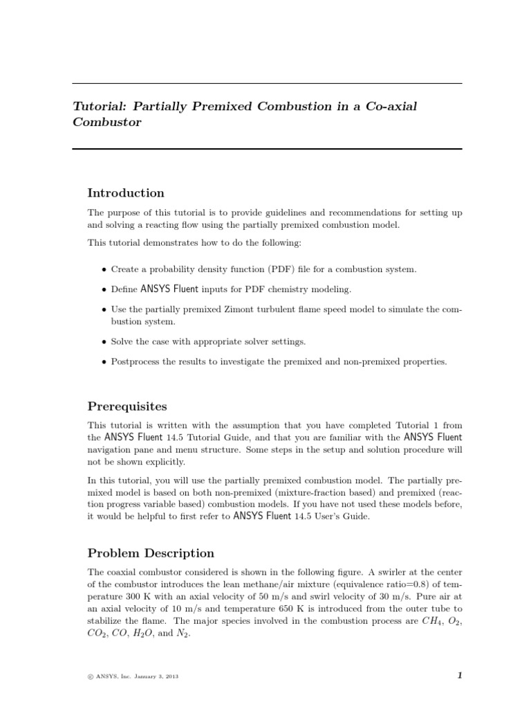 Partially Premixed Comb Co Axial Combustor Tutorial | PDF | Combustion ...