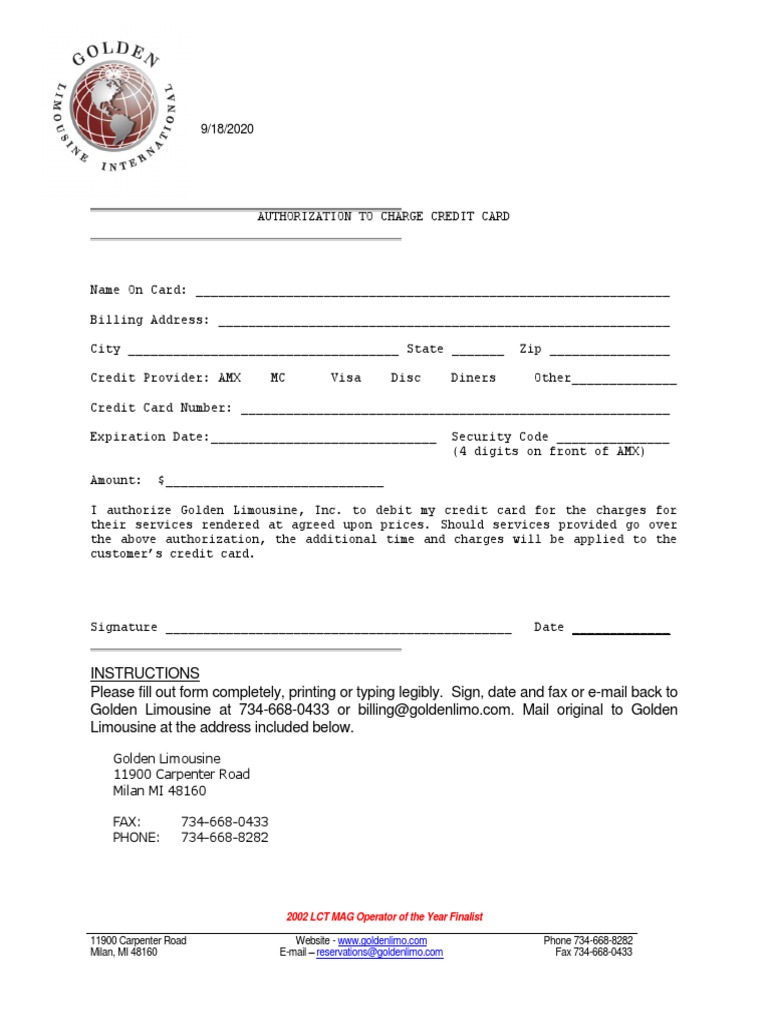 CC Authorization Form | PDF