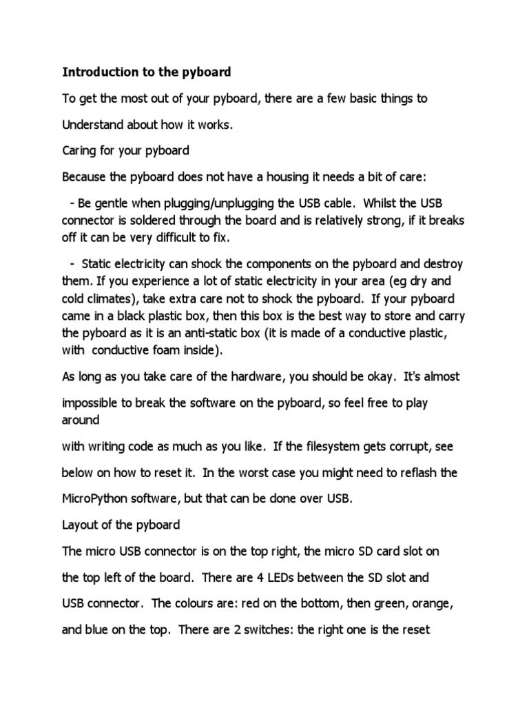 Introduction To The Pyboard | PDF | Subroutine | Callback (Computer Programming)