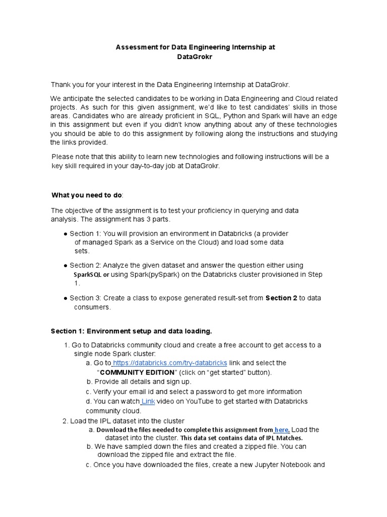 DataGrokr Technical Assignment | PDF | Apache Spark | Databases