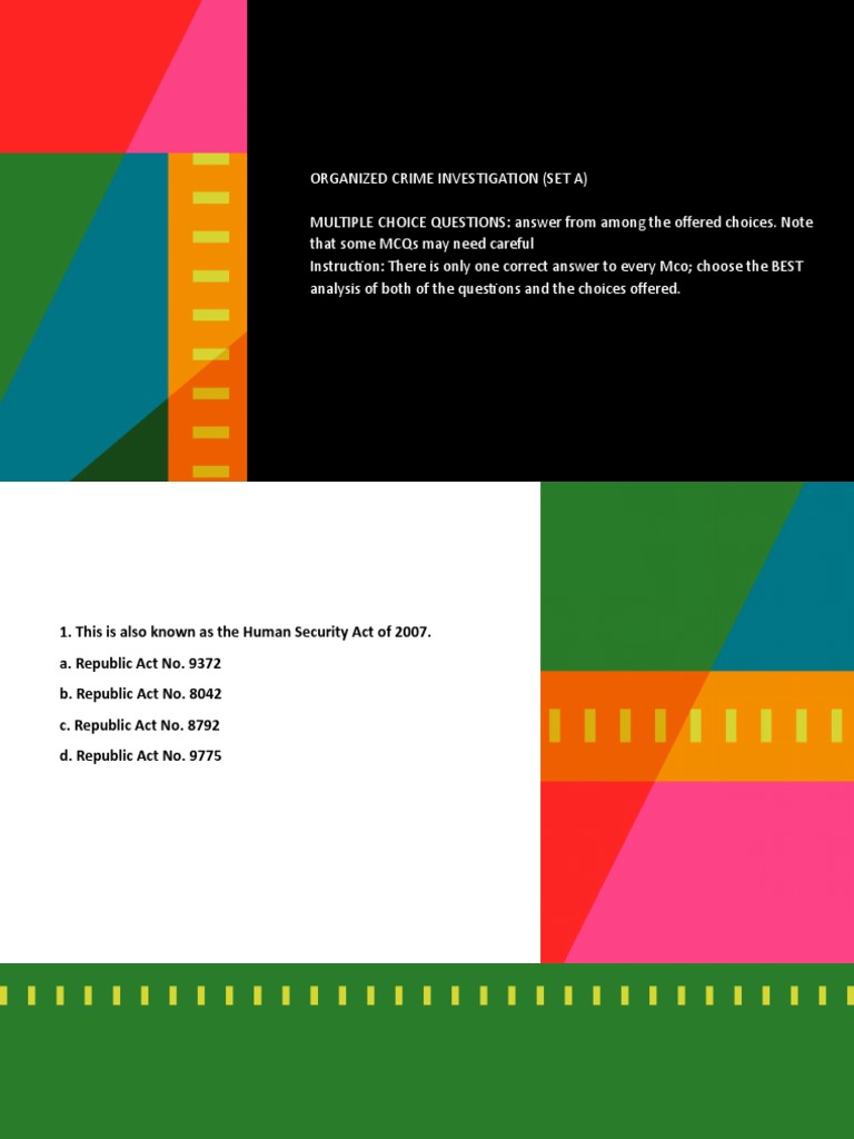 Organized Crime Law MCQs Guide | PDF | Organized Crime | Money Laundering