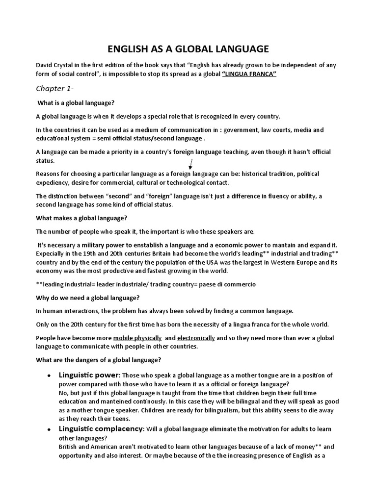 English as a Global Language Overview | PDF | Linguistics ...