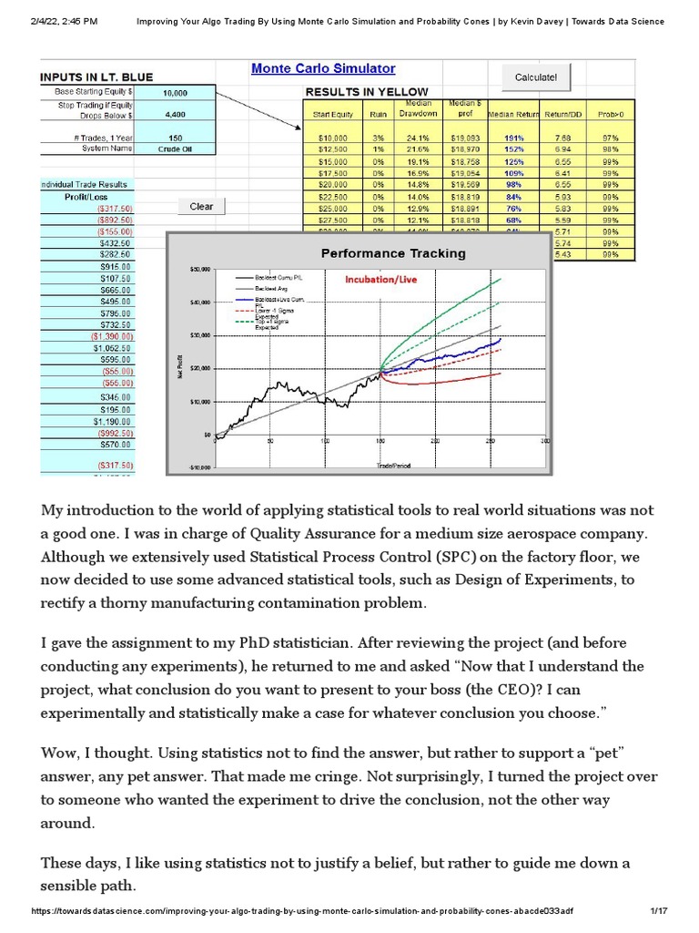 Improving Algo Trading By Monte Carlo Simulation Pdf Algorithmic
