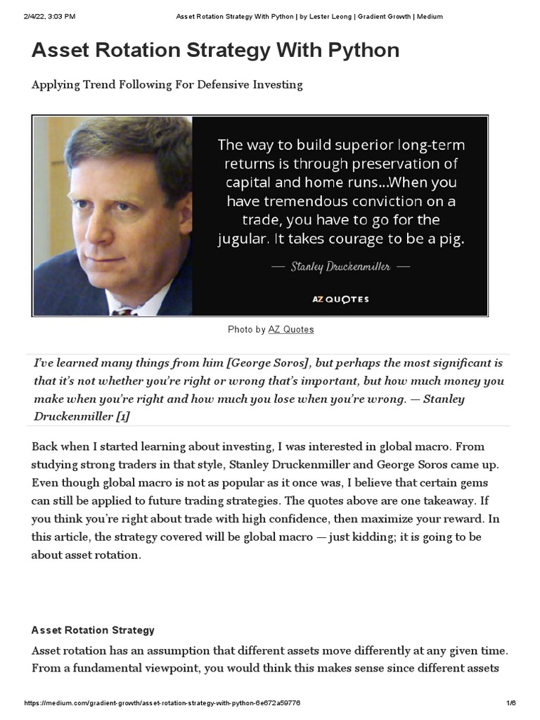 Asset Rotation Strategy With Python | PDF | Leverage (Finance) | Investing