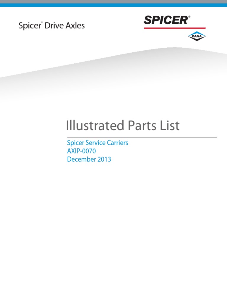 Illustrated Parts List: Spicer Drive Axles | PDF | Transport | Vehicles