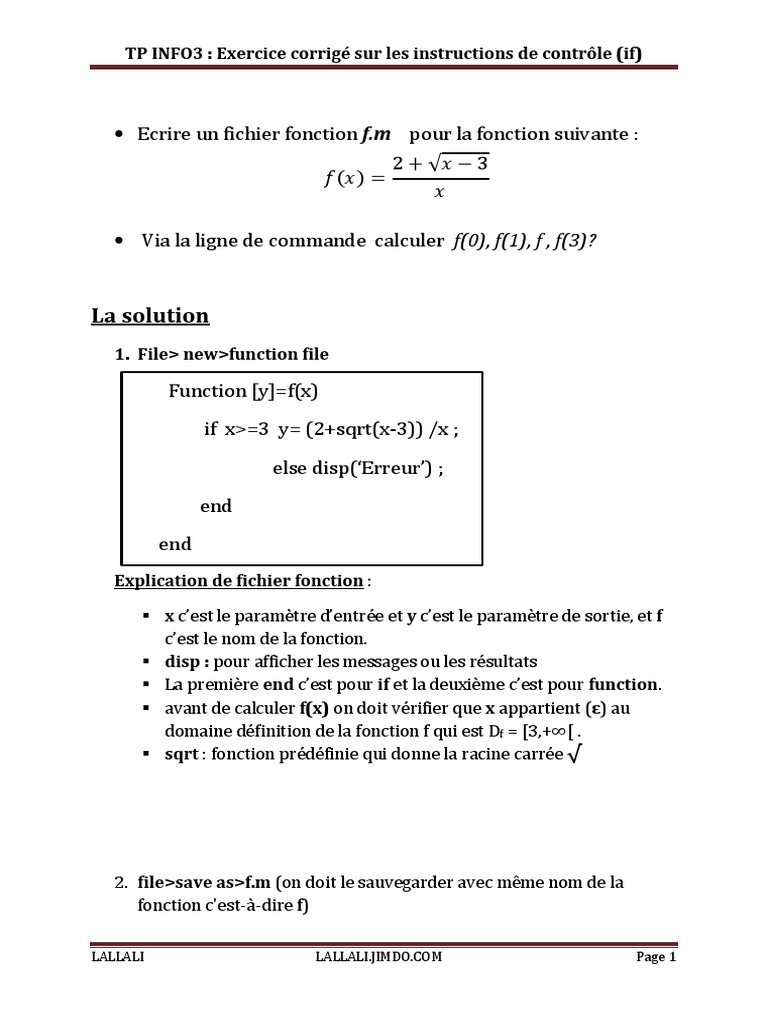 Exercice Corrige Sue L Function File Et If | PDF