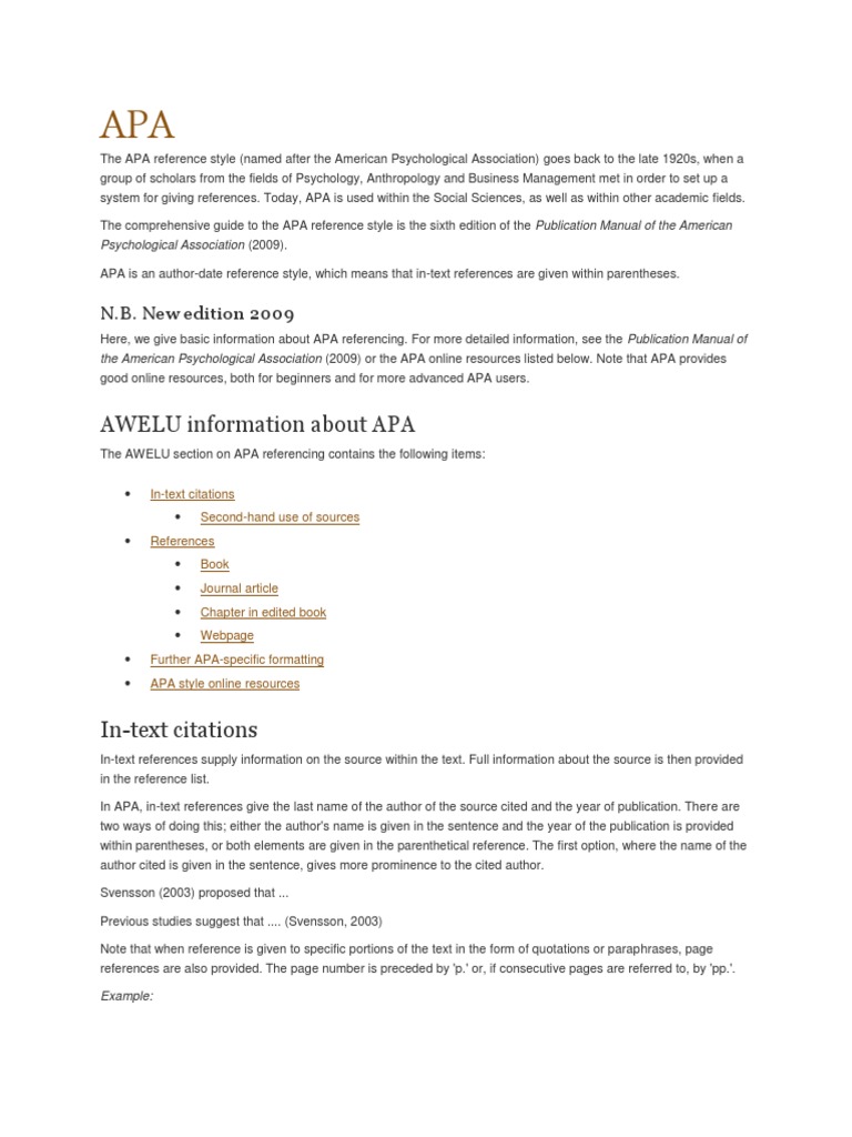 APA Referencing | PDF | Apa Style | Cognitive Science