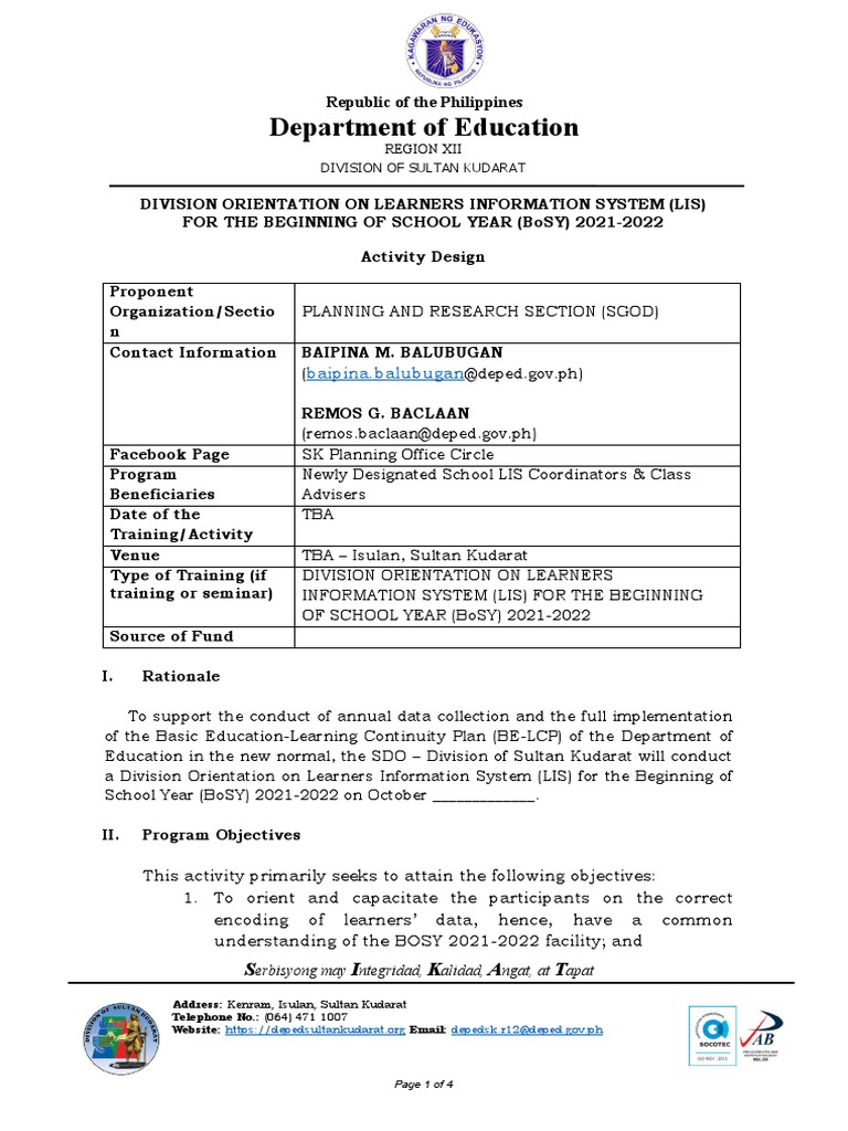 Department of Education: Republic of The Philippines | PDF