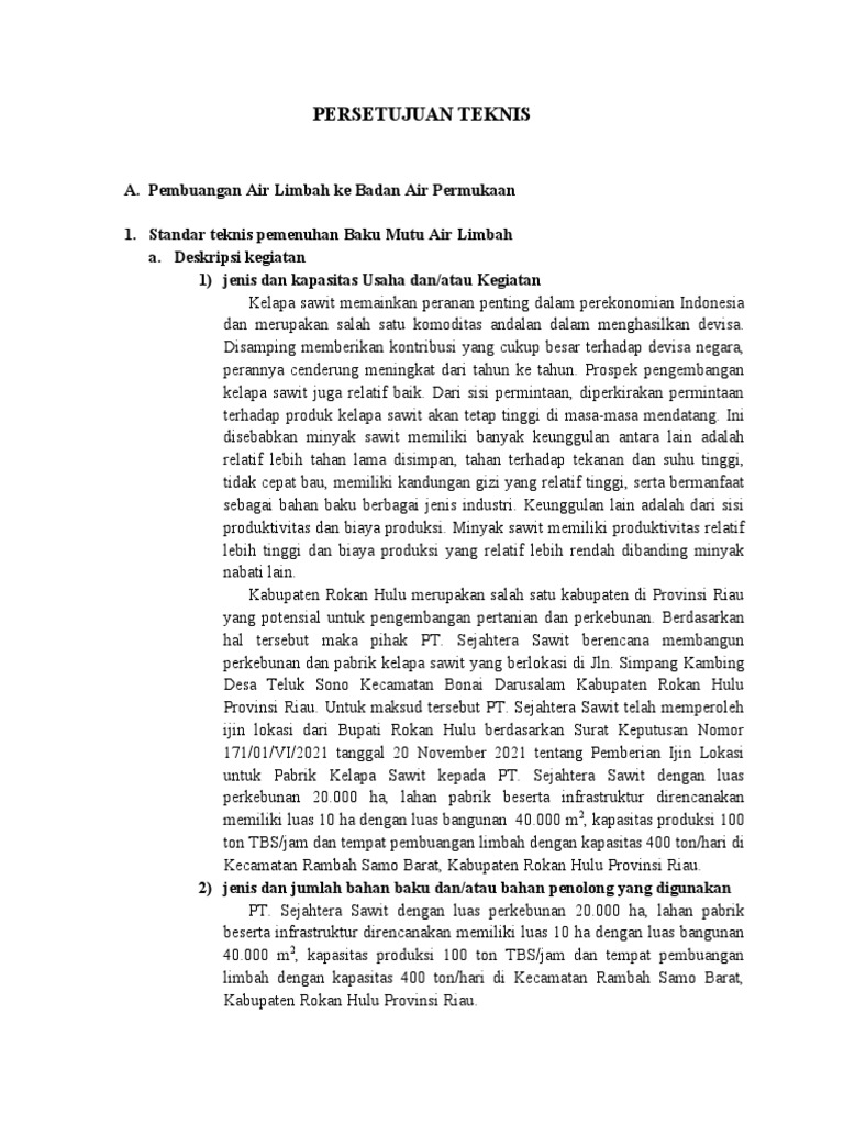 Pertek (Perstujuan Teknis) Air Limbah | PDF