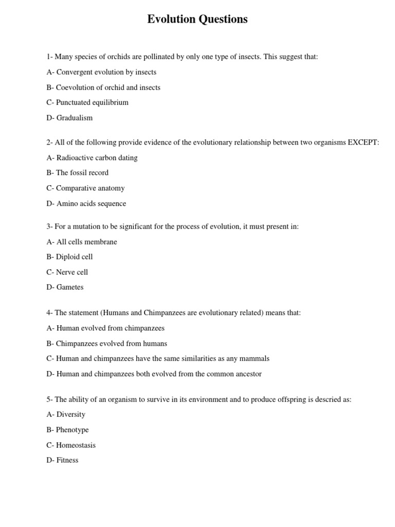 Evolution Questions | PDF